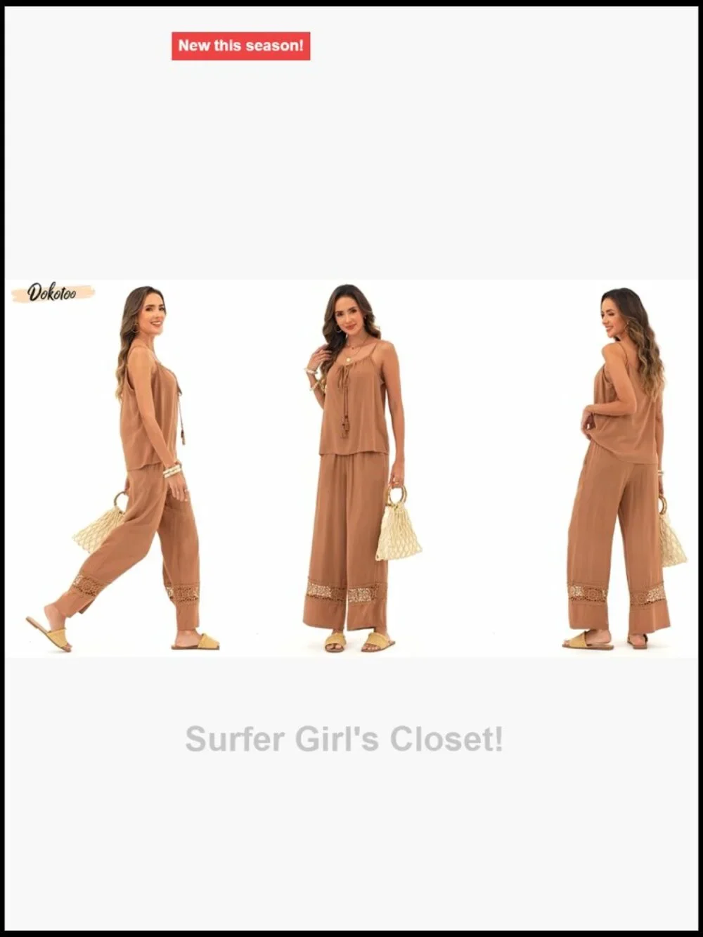 Pants & Jumpsuits | 2 Piece Sets Summer Spaghetti Strap Tie Knot Top ...